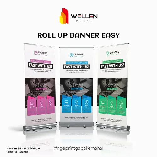 Cetak Roll Up Banner 85 x 200 cm - Easy Banner | Wellen Print
