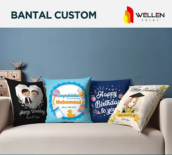 Cetak Bantal Sofa Custom | Wellen Print